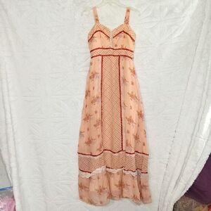 Dresses | Vintage Union Made Ilgwu Summer Dress Floral Peach Plaid Lace ...